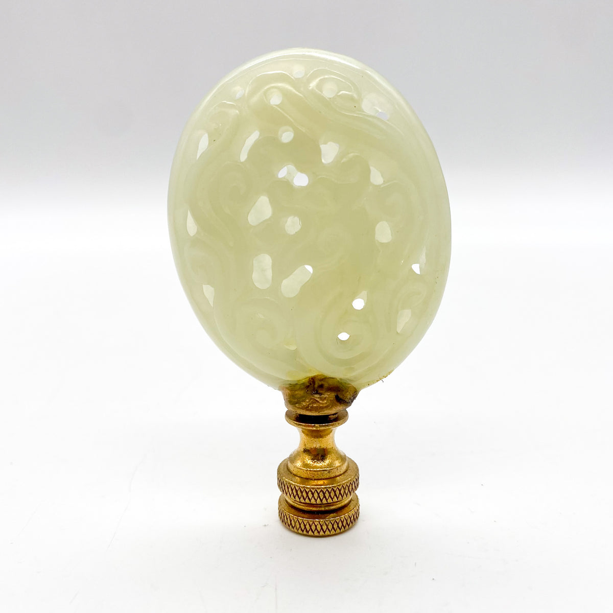Carved Jade Oval Dragon Finial, 3-1/8" – Enchanted Lighting