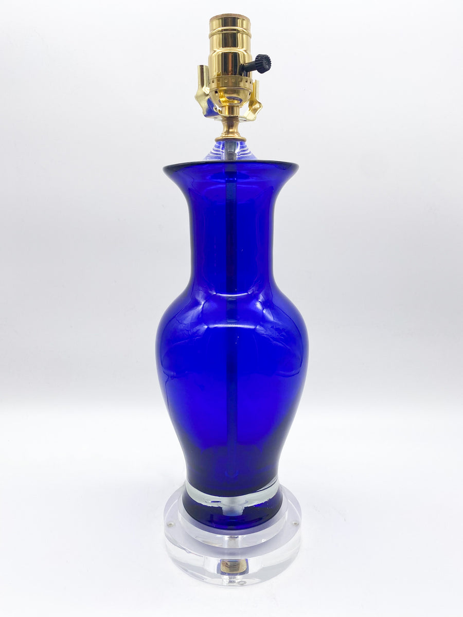 Royal Blue Clear Glass Bottom Vase Lamp – Enchanted Lighting