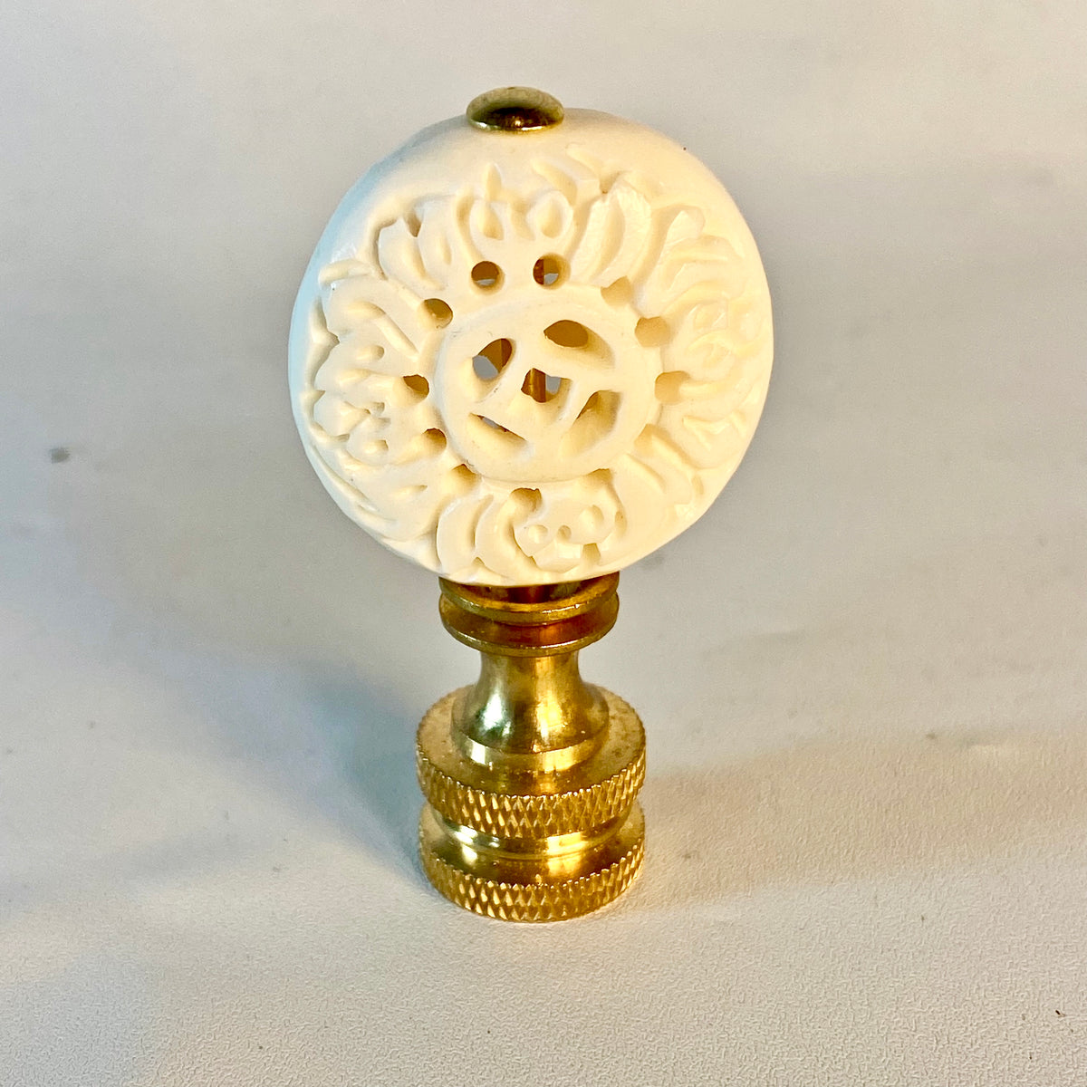 Quarter Sized Carved Ivory Medallion Finial – Enchanted Lighting